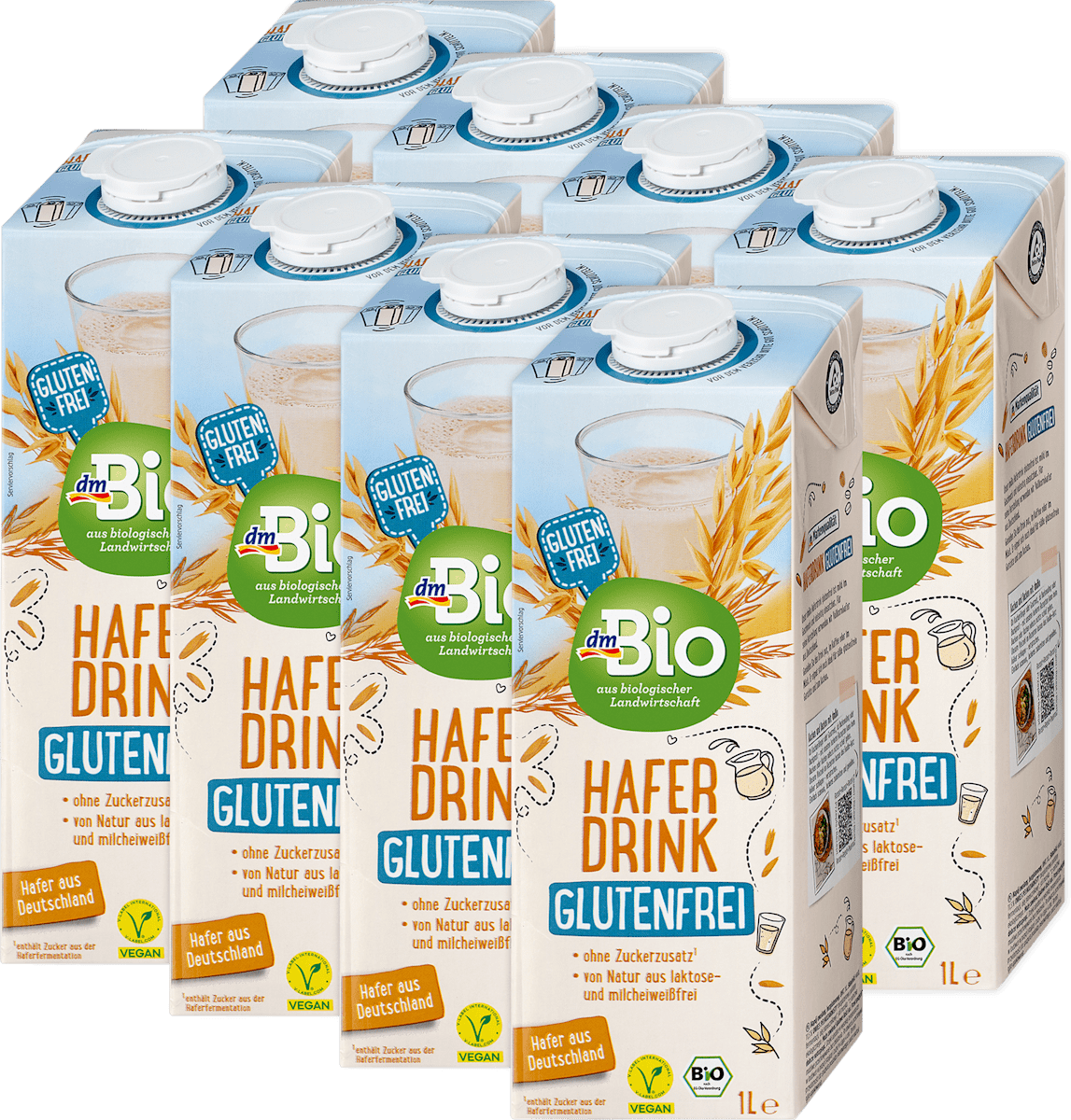 dmBio Bio ovseni napitek brez glutena, 8 x 1 L, 8 l | dm.si