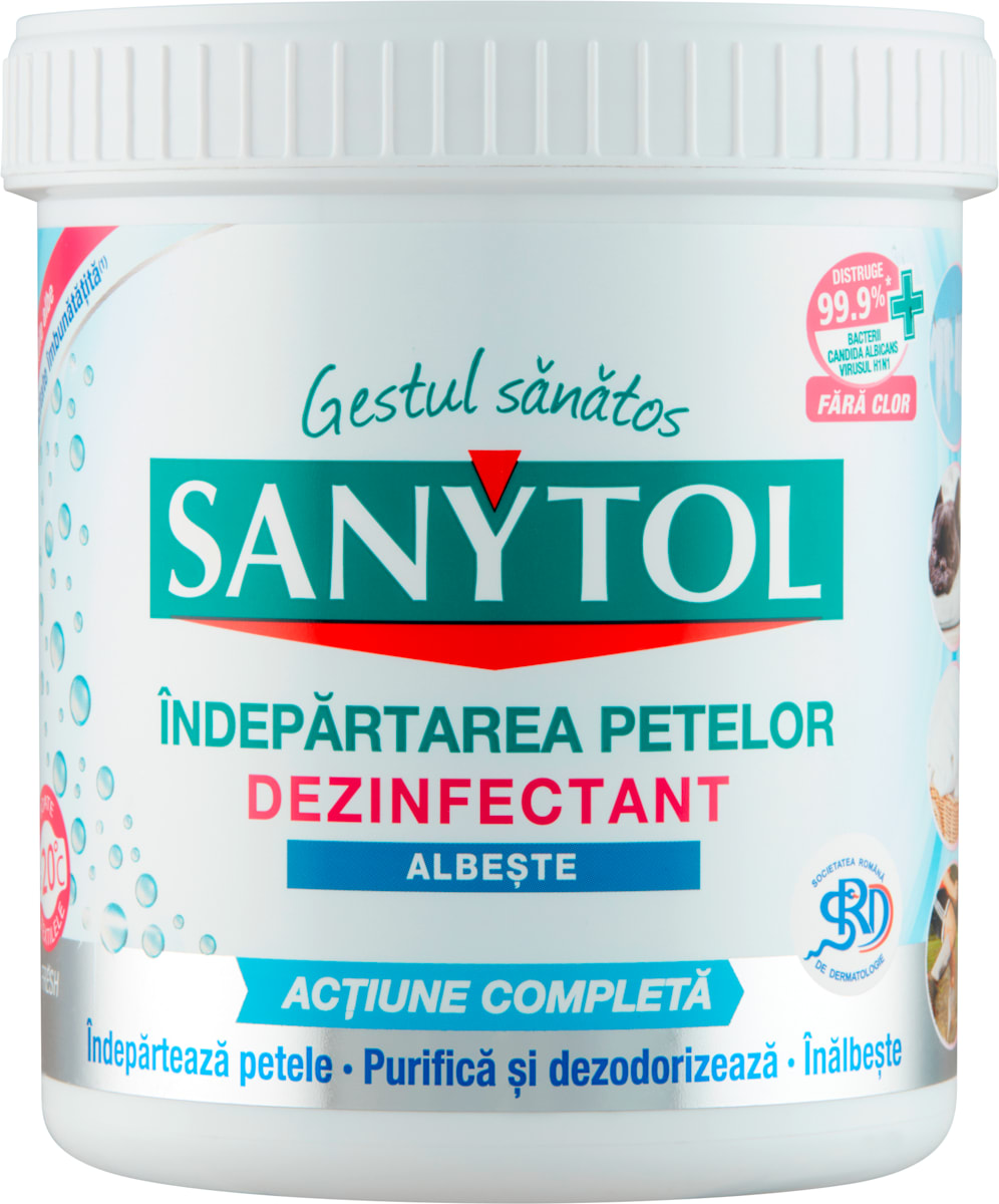 SANYTOL Dezinfectant pudră pentru rufe albe, 450 g | dm.ro