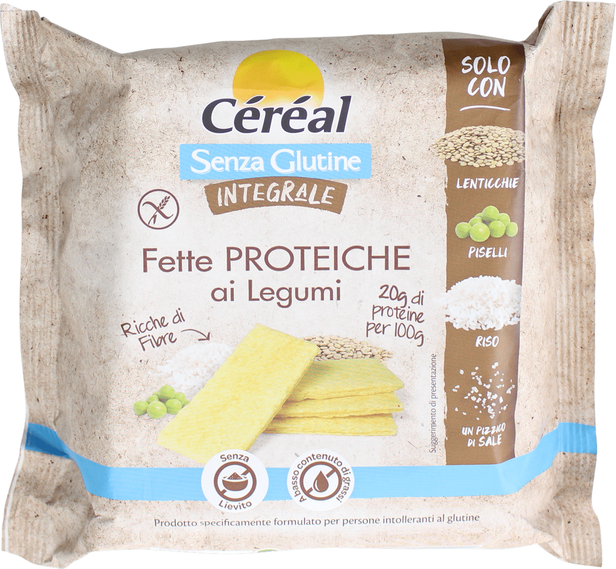 Céréal Senza Glutine Fette proteiche ai legumi, 100 g | dm Italia