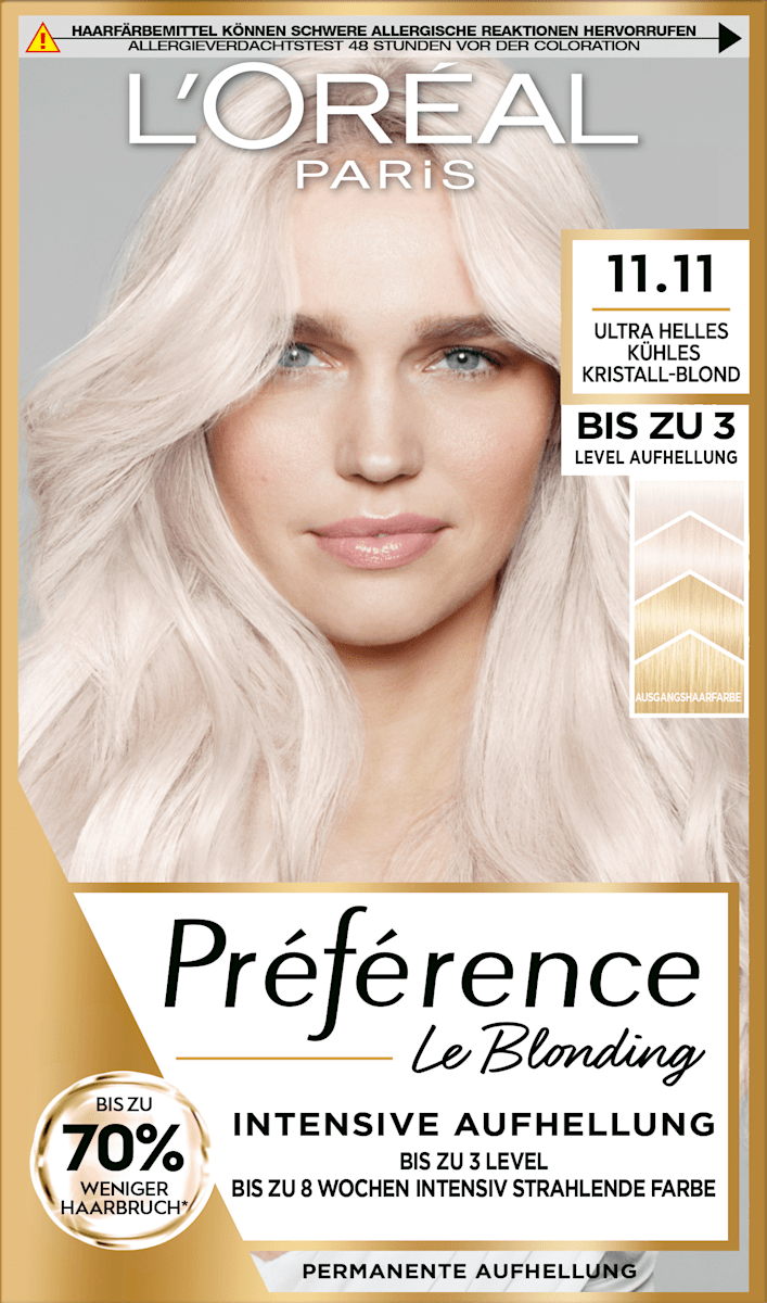 L'ORÉAL PARiS PRÉFÉRENCE Haarfarbe 11.11 Ultra Helles Kühles Kristall ...