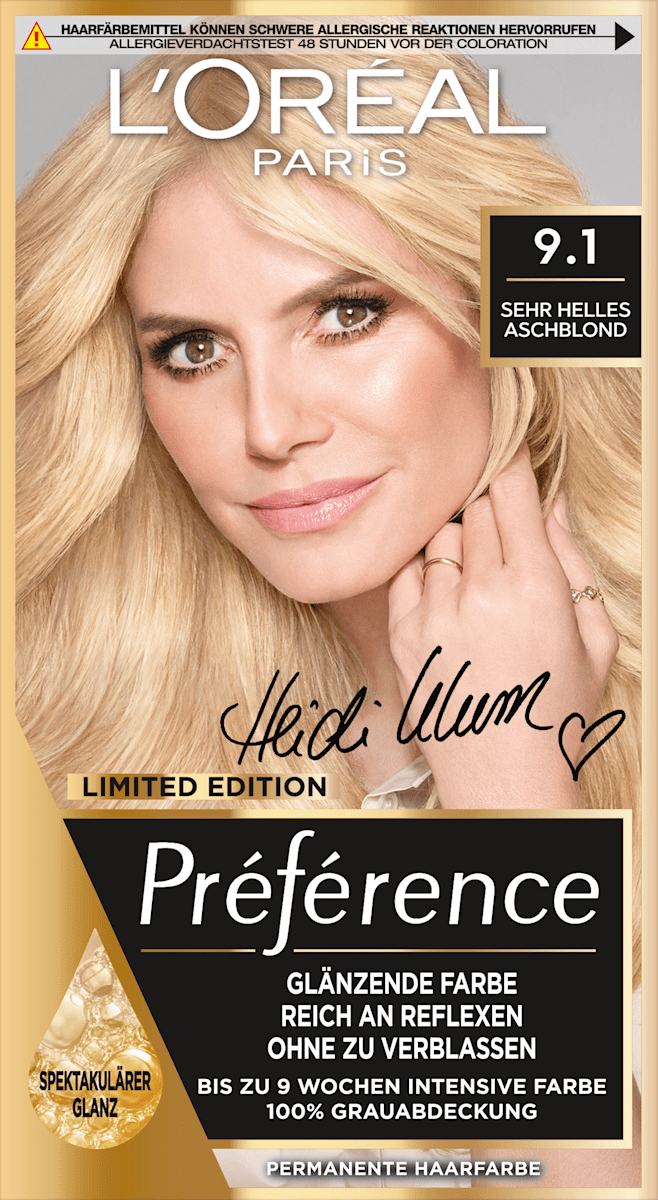 L'ORÉAL PARiS PRÉFÉRENCE Haarfarbe 9.1 Sehr Helles Aschblond, 1 St ...