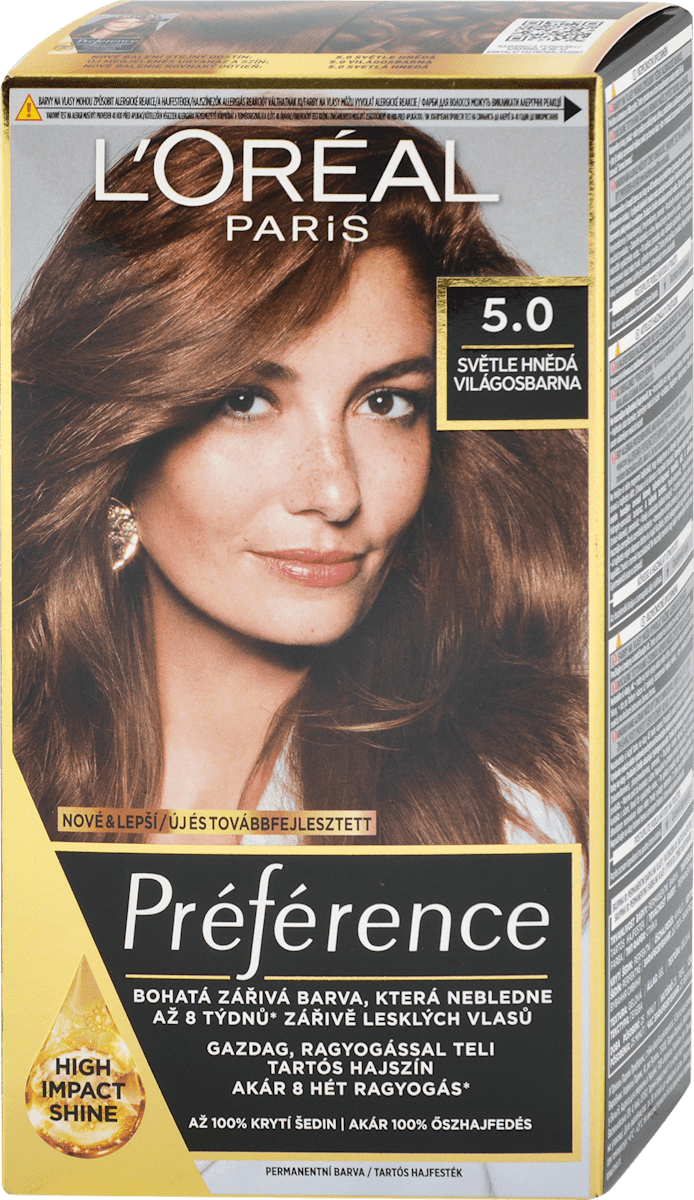 L'ORÉAL PARiS PRÉFÉRENCE Farba na vlasy - 5.0 svetlá hnedá, 1 ks ...