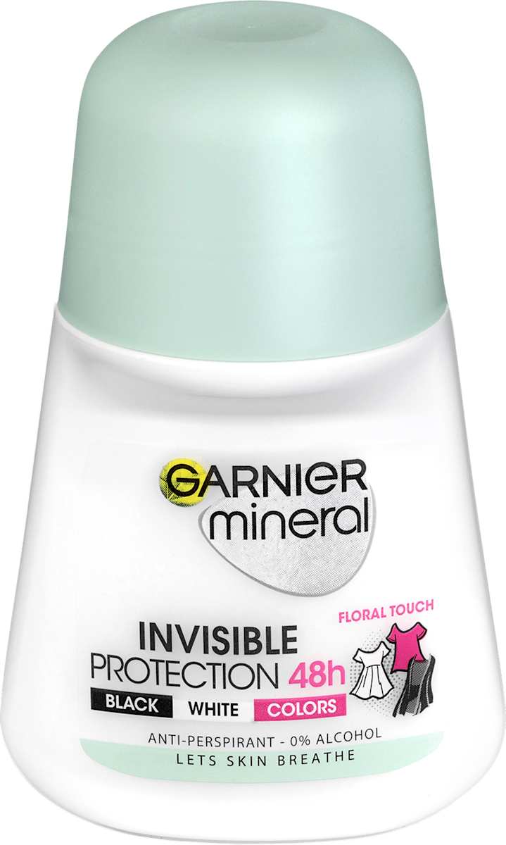 GARNIER mineral antiperspirant roll-on Invisible Black White Colors, 50 ...