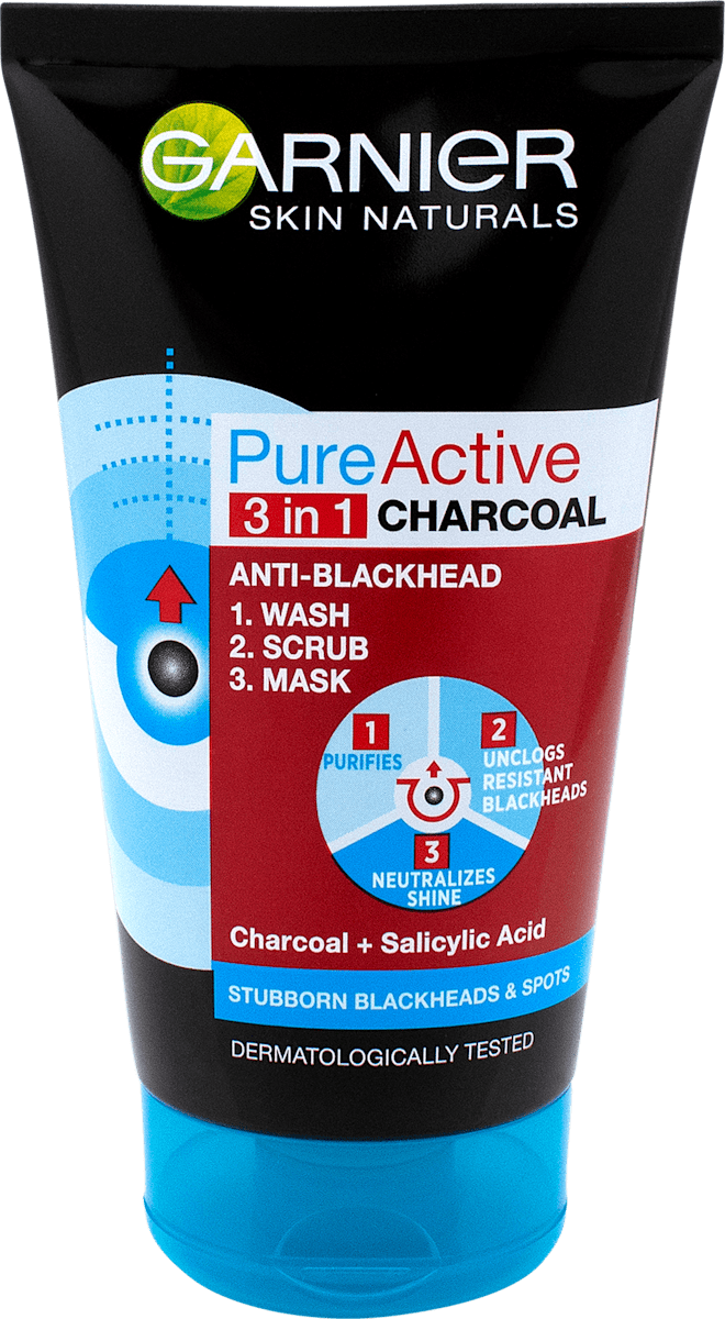 GARNIER PureActive Почистващ гел за лице Pure Active 3 in 1 Charcoal ...