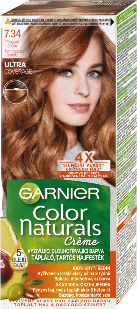 GARNIER Color naturals barva na vlasy Přirozeně měděná 7.34, 1 ks | dm.cz