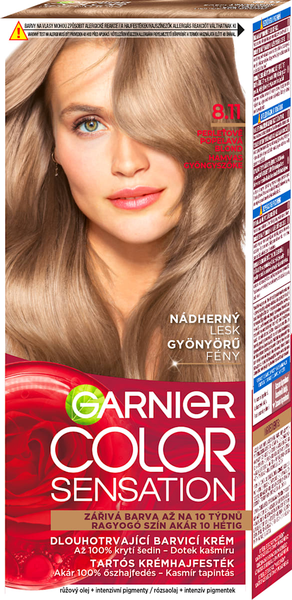 GARNIER Color Sensation Tartós hajfesték, hamvas gyöngyszőke 8.11, 1 db ...