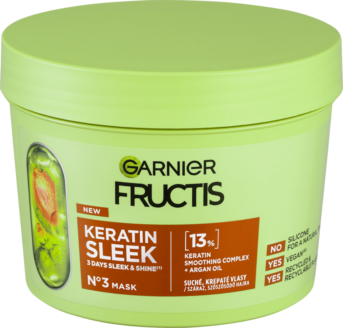 GARNIER FRUCTIS Keratin Sleek mască pentru păr uscat și deteriorat, 370 ...