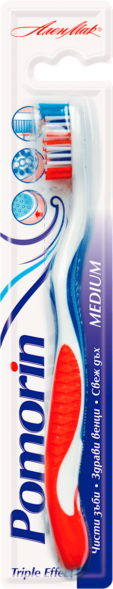 Pomorin Четка за зъби Triple Effect, Medium, 1 бр. | dm България