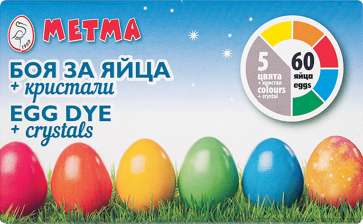 METMA Комплект от 5 цвята боя за яйца + кристали, 12 g | dm България