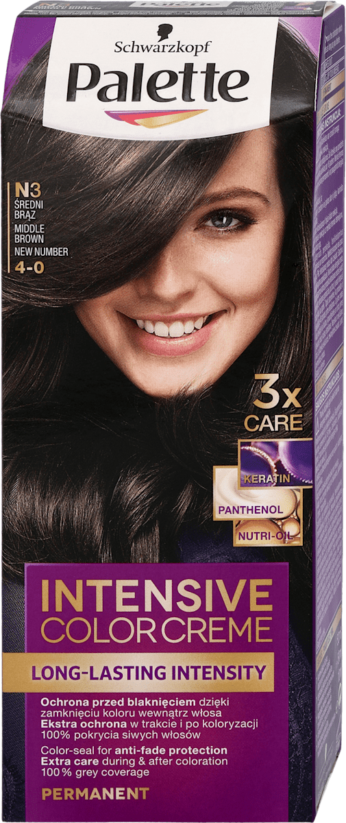 Palette INTENSIVE COLOR CREME Farba do włosów N3 Średni Brąz, 1 szt ...