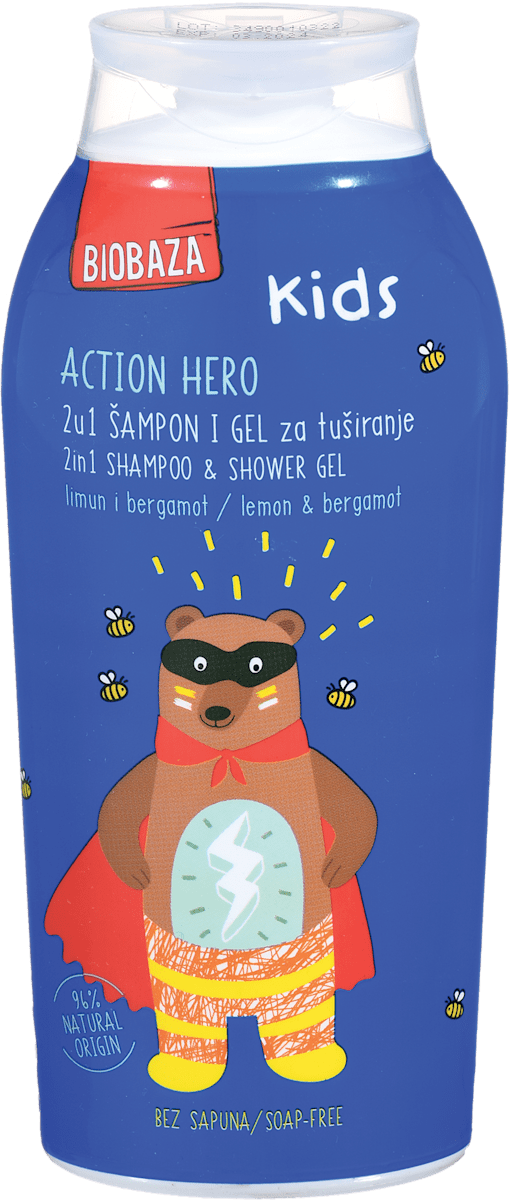 Biobaza Otroški šampon in gel za prhanje Action Hero 2v1, 250 ml | dm.si