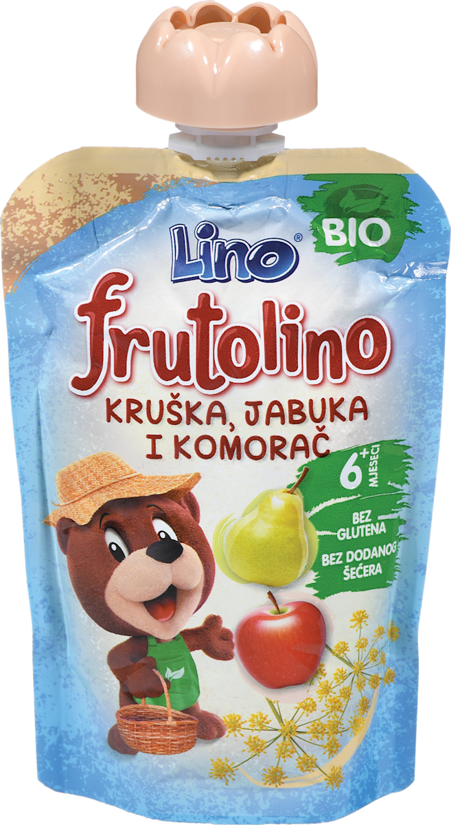 Lino Bio sadni žepek frutolino z okusom hruške, jabolka in koromača, od ...