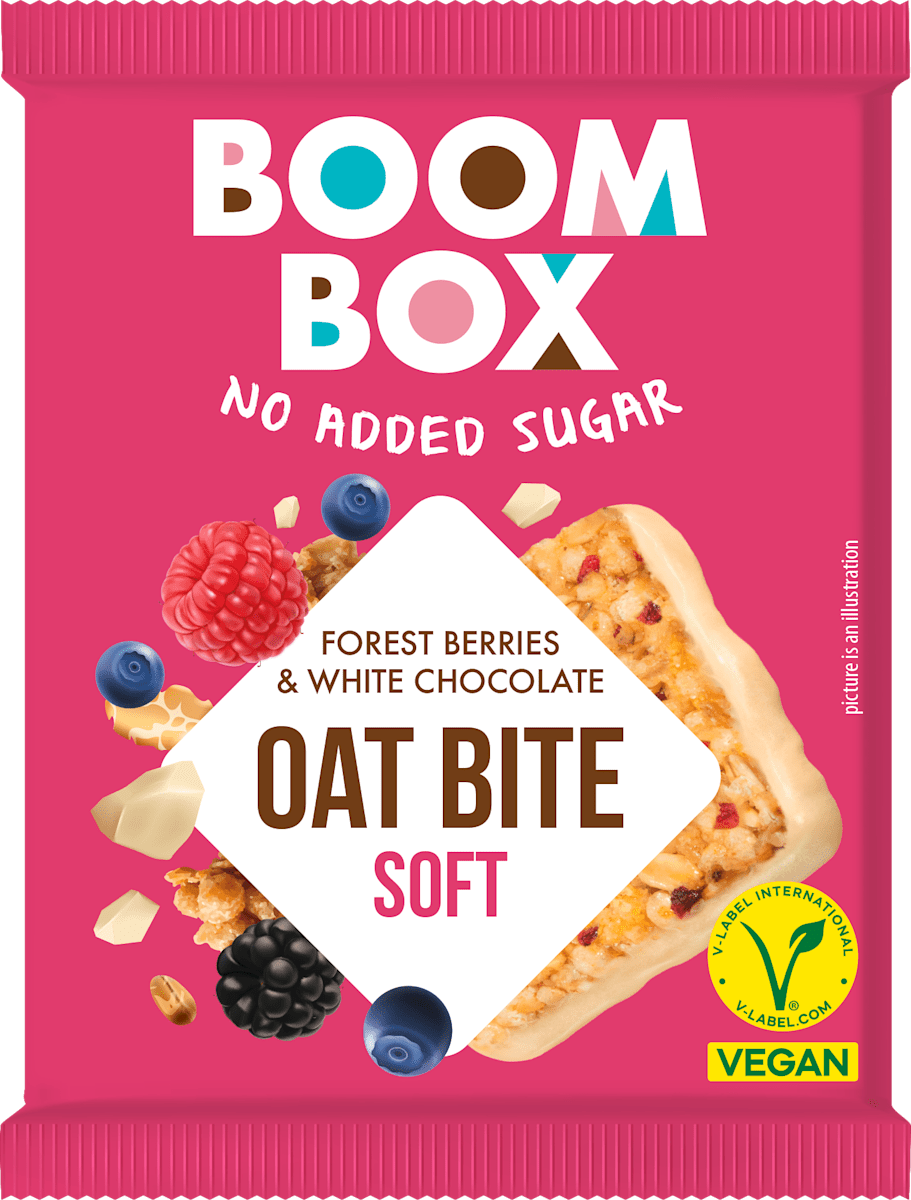 BOOM BOX Zobeni zalogaj – šumsko voće i bijela čokolada, 20 g | dm Bosna i Hercegovina