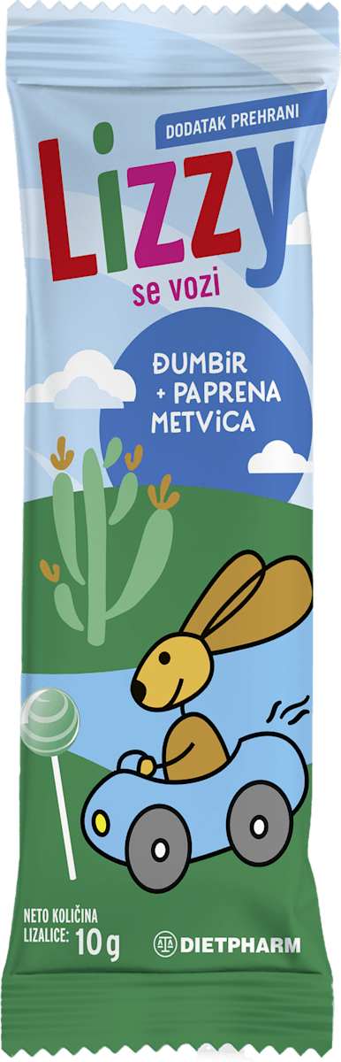 DIETPHARM Lizzy se vozi lizalica – đumbir i paprena metvica, 1 kom. | dm.hr