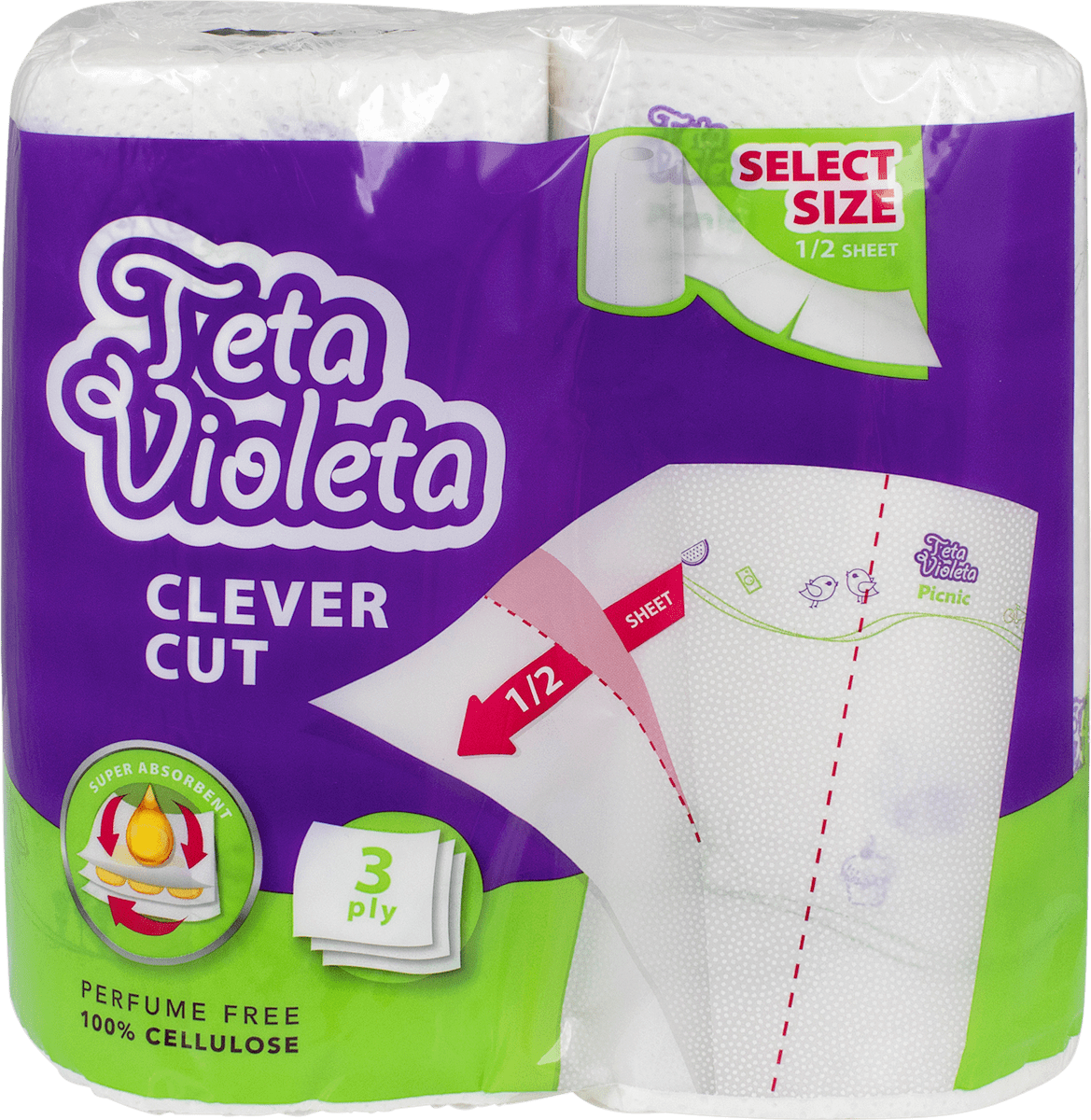 Teta Violeta Clever Cut Picnic kuhinjski ubrusi, 3-slojni, 2 kom | dm.rs
