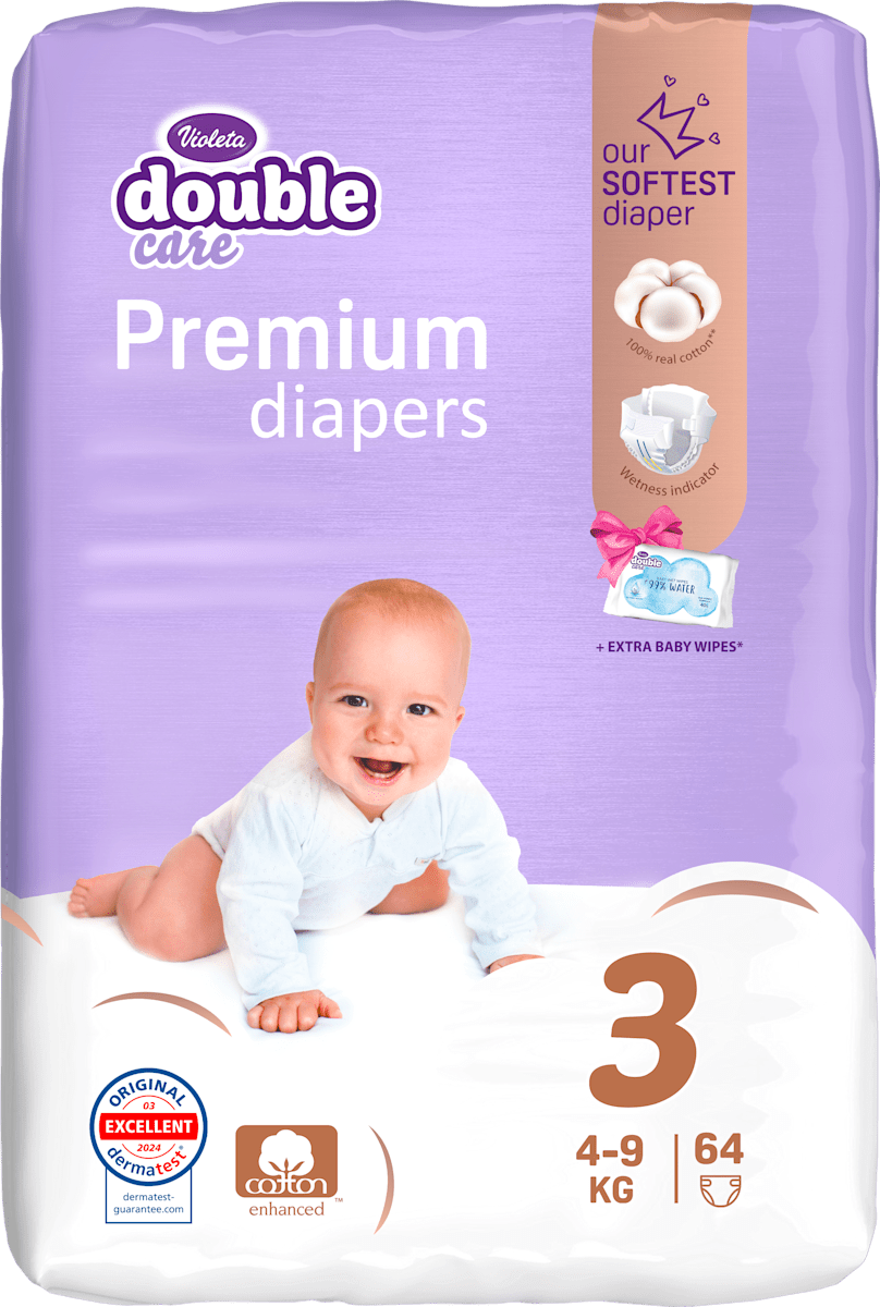 Violeta double care Premium pelene veličina 3 (4-9kg), 64 kom | dm.rs