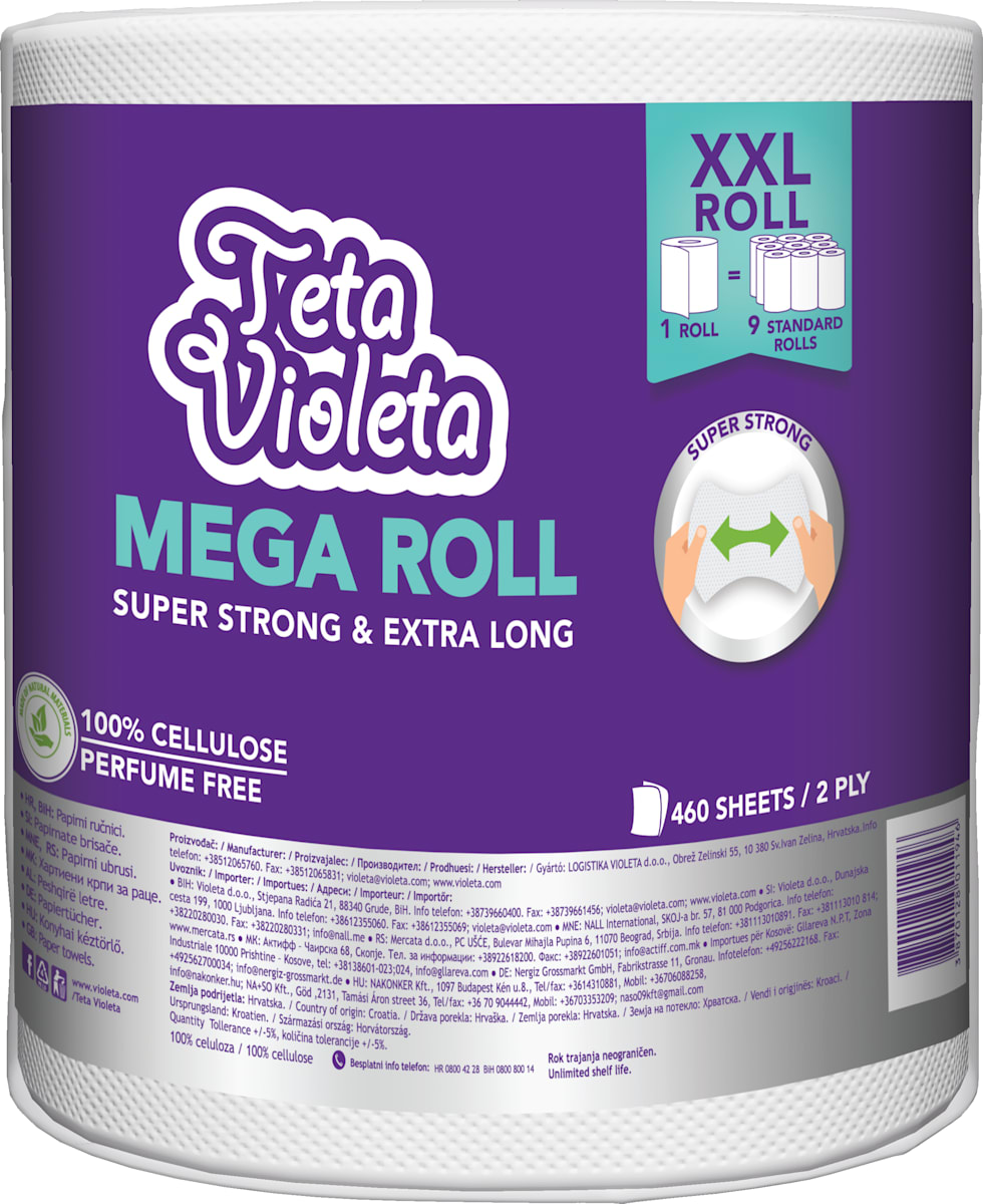Teta Violeta Papirni ubrusi Mega Roll XXL, 460 listića, 1 kom. | dm ...