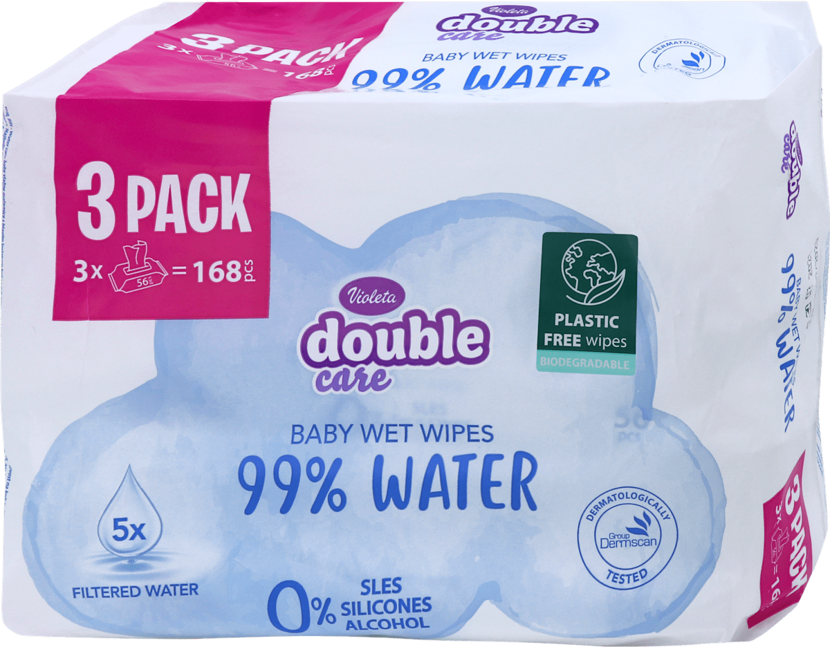 Violeta double care vlažne maramice – 99% voda, 3 x 56 kom., 168 kom | dm.rs