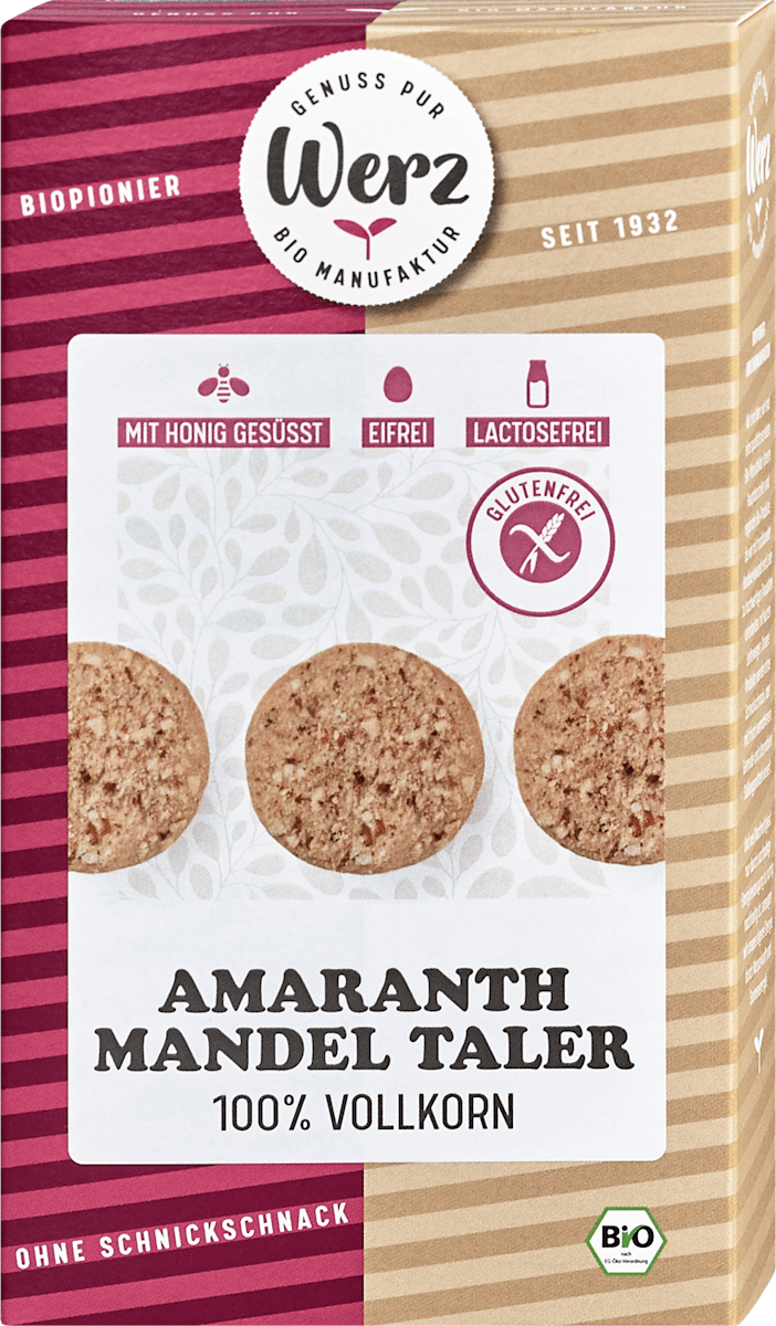 Werz Kekse Bio 4-Korn-Amaranth-Mandel-Taler Glutenfrei, 125 g | dm.at