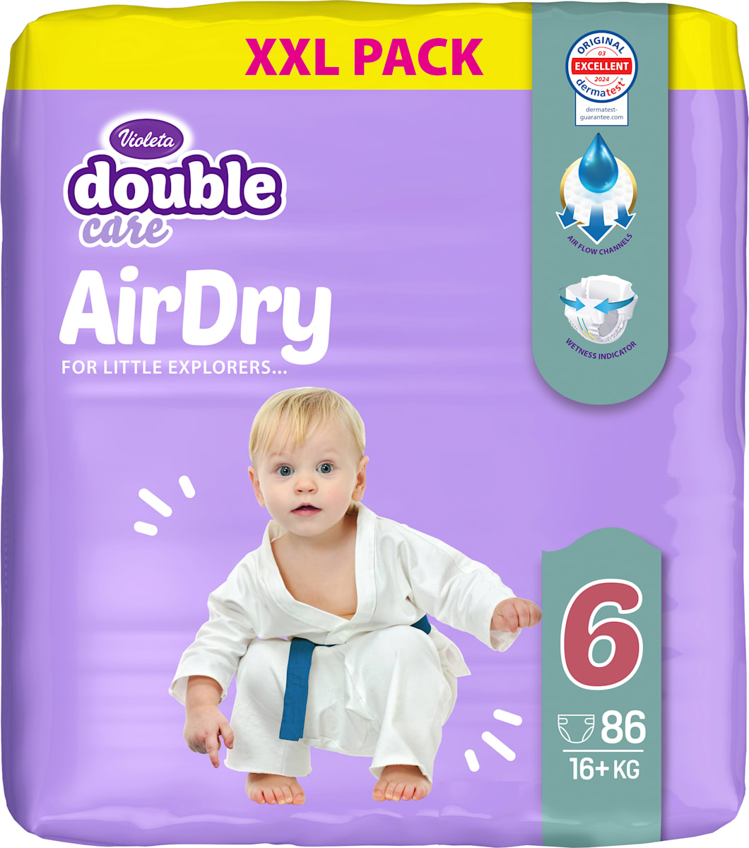 Violeta double care pelene AirDry XXL PACK, veličina 6 (16+ kg), 86 kom ...