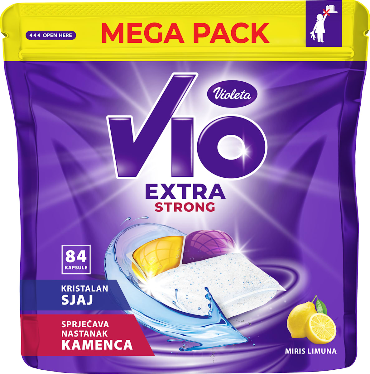 Violeta VIO Kapsule za strojno pomivanje posode VIO Extra Strong, vonj limone, Mega pakiranje ...
