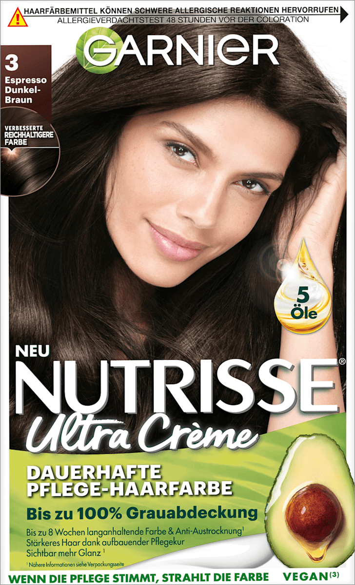 GARNIER NUTRISSE Haarfarbe 3 Espresso Dunkelbraun, 1 St dauerhaft ...