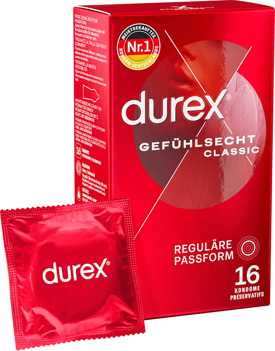 Durex Kondome Gefühlsecht Classic, Breite 56mm, 16 St dauerhaft günstig ...