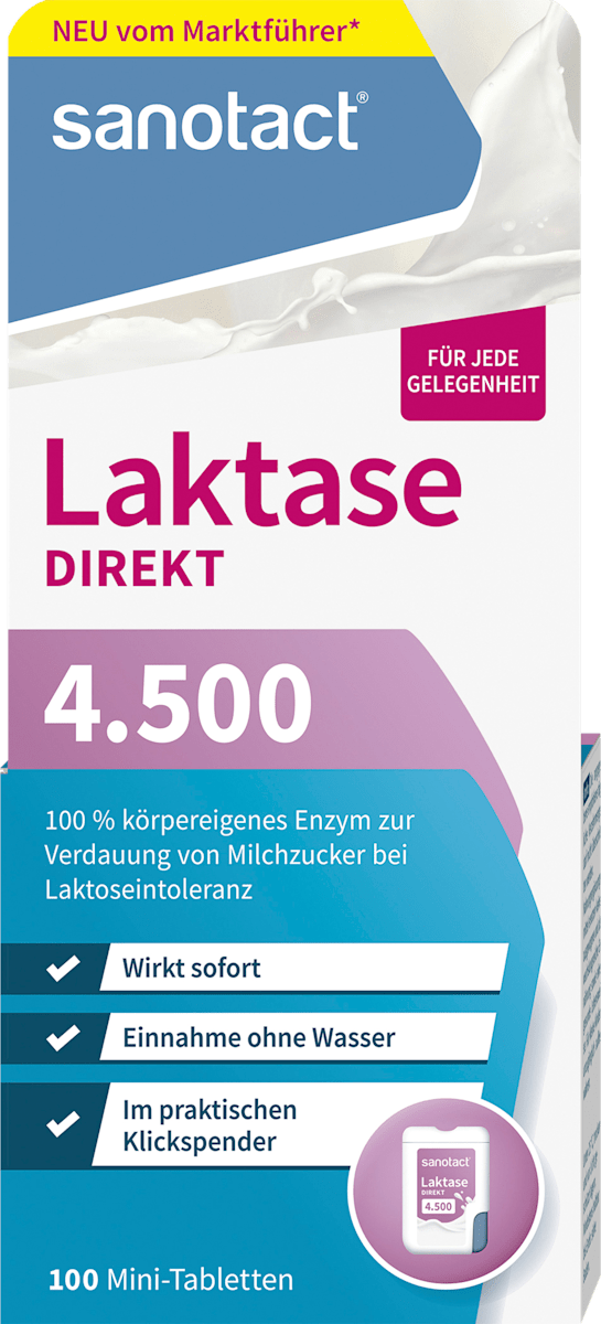 sanotact Laktase direkt 4500, Mini Tabletten 100 St, 7 g dauerhaft ...