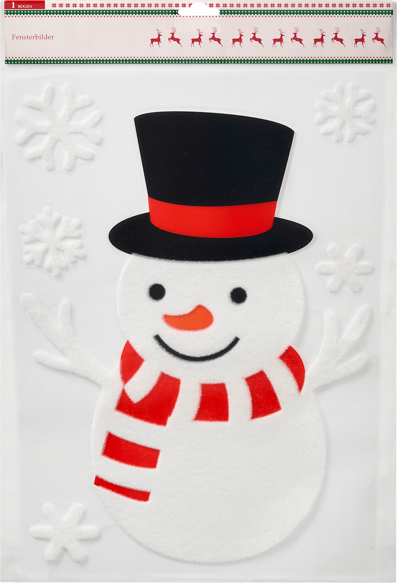 Dekorieren & Einrichten Fensterbild A3, Schneemann beflockt, 1 St dauerhaft günstig online ...