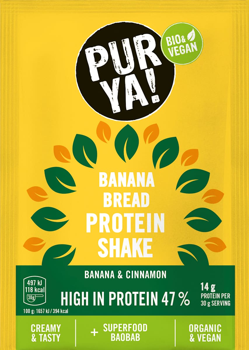 PURYA! Proteinpulver 47% Banana Bread, Banana & Cinnamon mit Baobab, 30 ...
