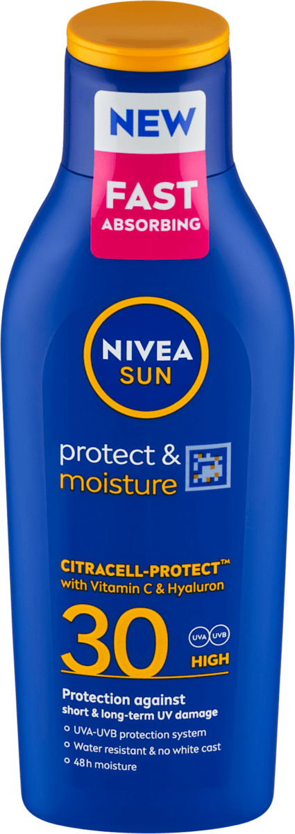 NIVEA SUN Слънцезащитен лосион Protect&Moisture SPF30, 200 ml | dm България