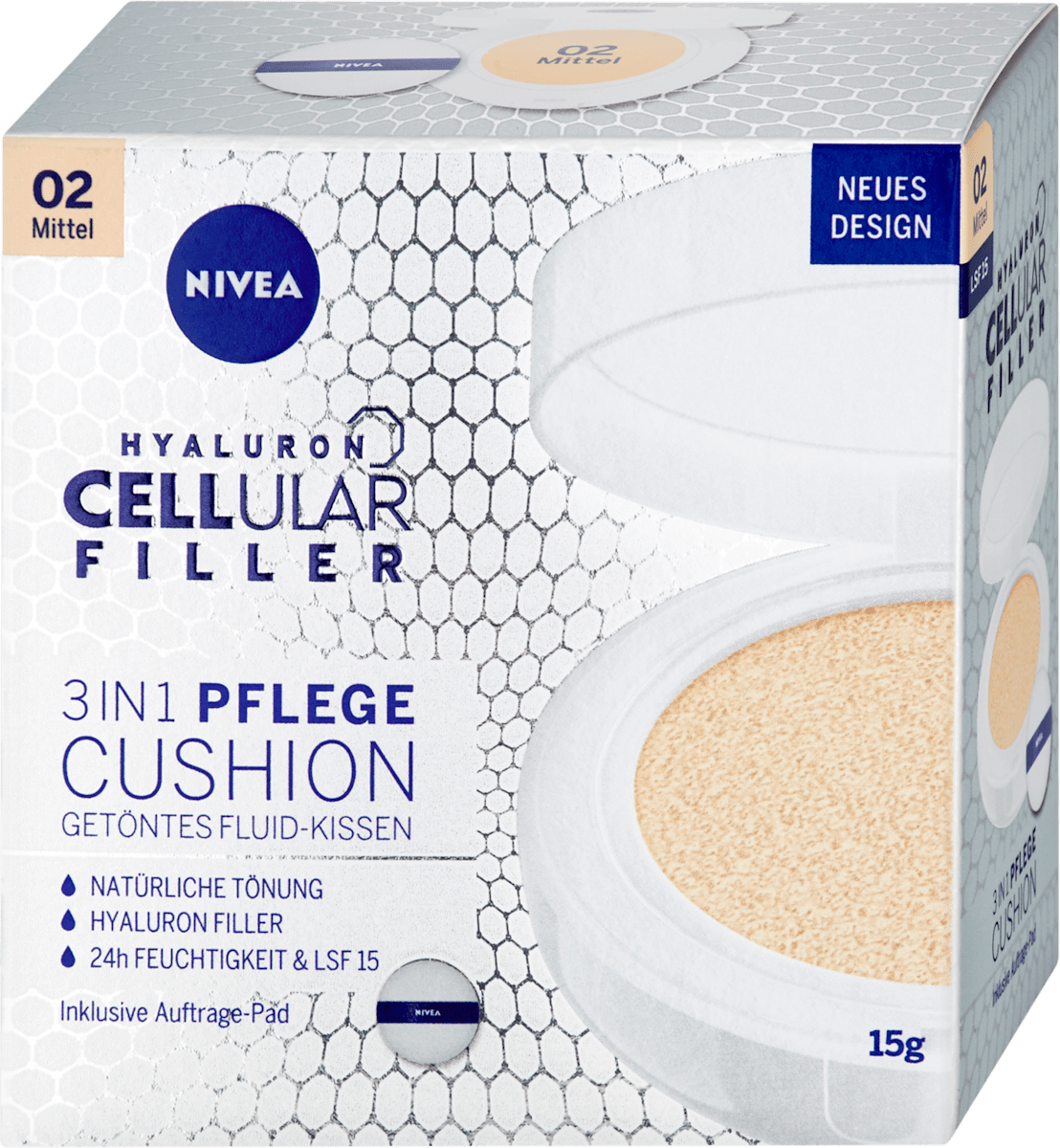 NIVEA Hyaluron Cellular Filler make-up 3 v 1 Cushion 02 střední, 15 g ...