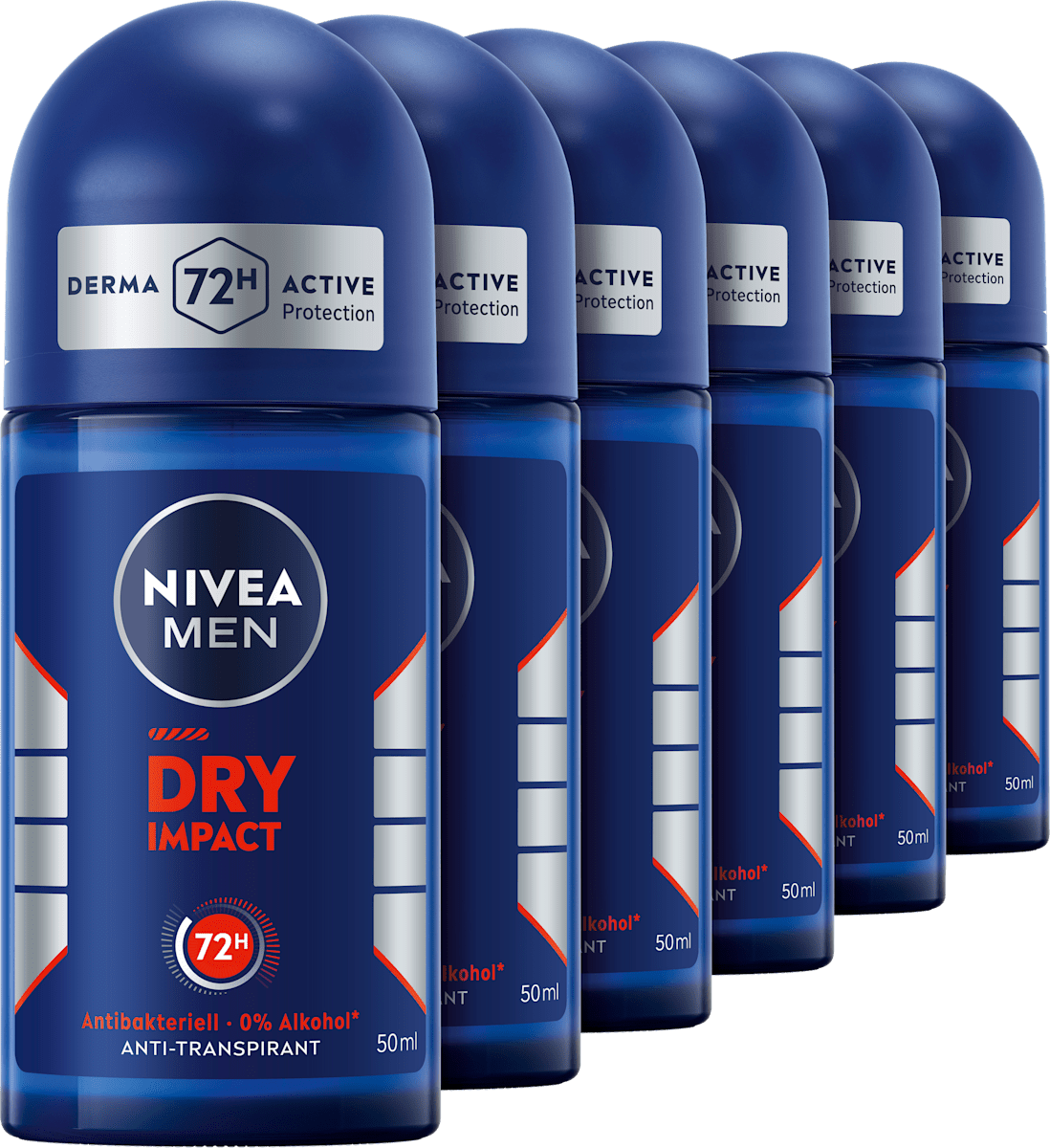 NIVEA MEN Antitranspirant Deo Roll-on Dry Impact (6x50 ml), 300 ml ...