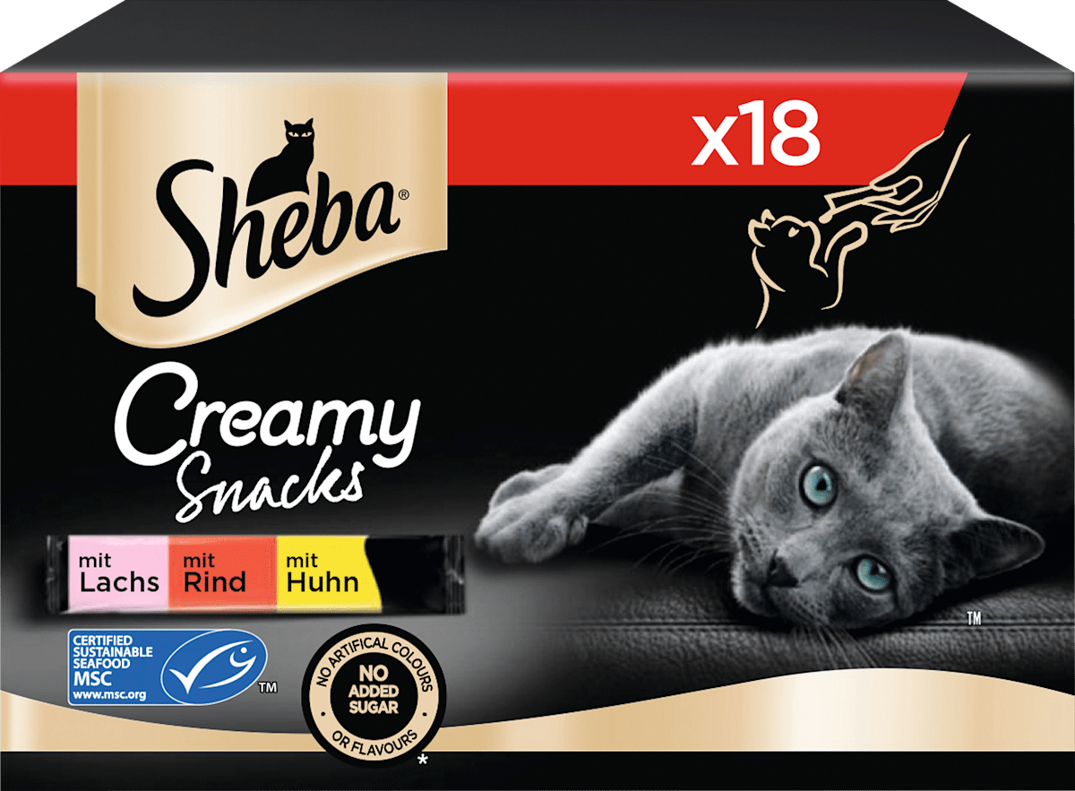 Sheba Katzenleckerli Creamy Snacks, Multipack (18x12 g), 216 g ...