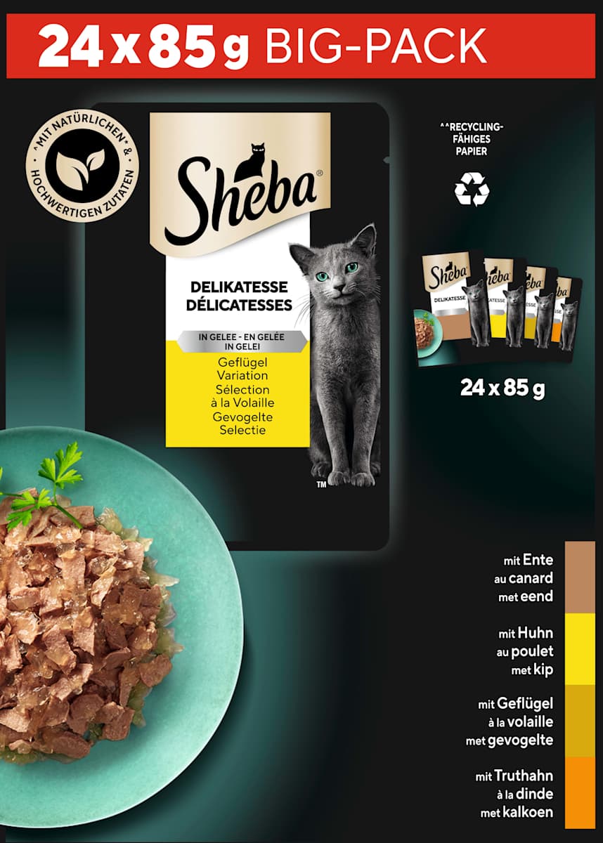 Sheba Nassfutter Katze Delikatessen - Geflügel Variation, Multipack ...