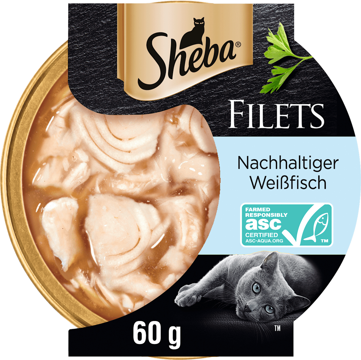 Sheba Nassfutter Katze mit nachhaltigen Weißfisch Filets, 60 g ...