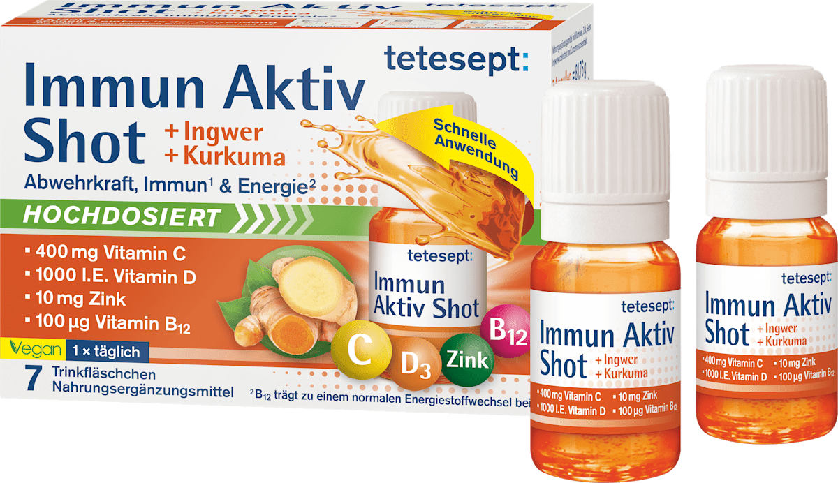 tetesept Immun aktiv Ingwer Kurkuma Trinkampullen 7 St, 81,76 g ...
