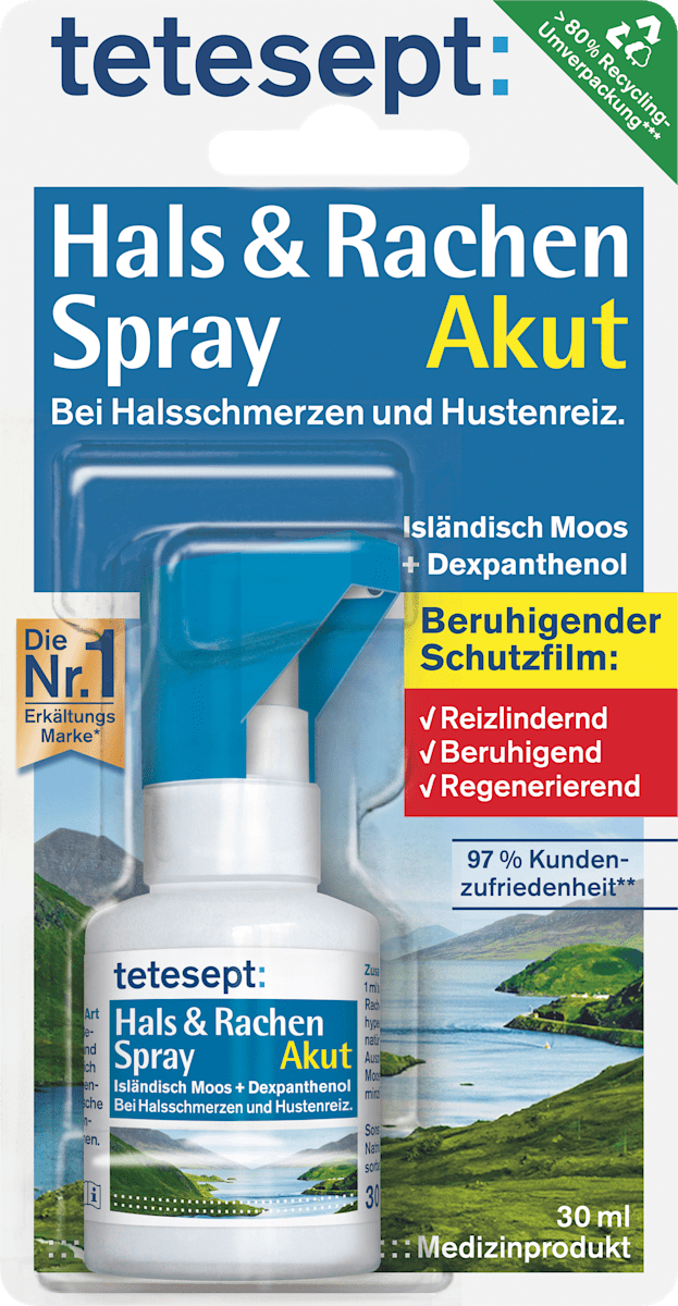 tetesept Hals- und Rachen Spray mit Isländisch Moos, 30 ml dauerhaft ...