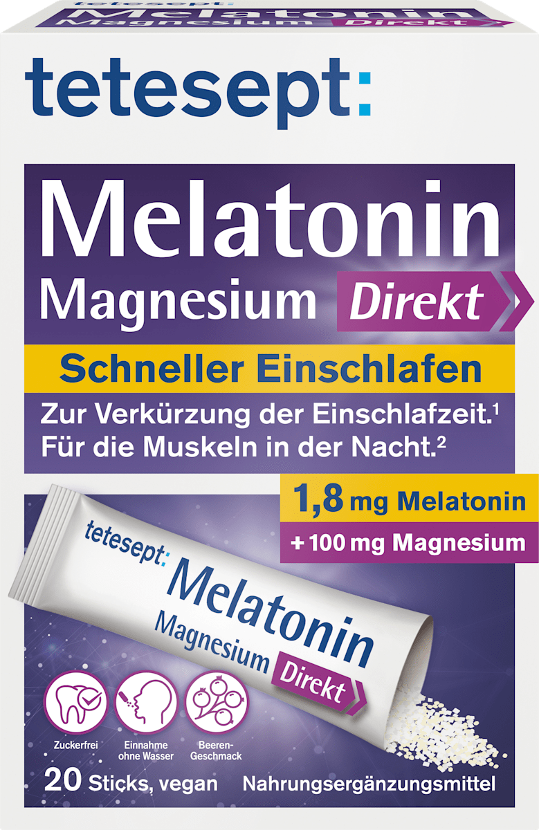 tetesept Melatonin + Magnesium Direkt Sticks 20 St, 36 g dauerhaft ...