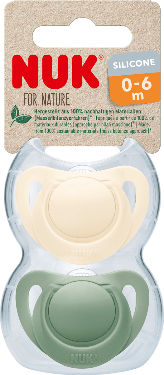 NUK Schnuller for Nature Silikon, grün/ beige, Gr.1, 0-6 Monate, 2 St dauerhaft günstig online ...