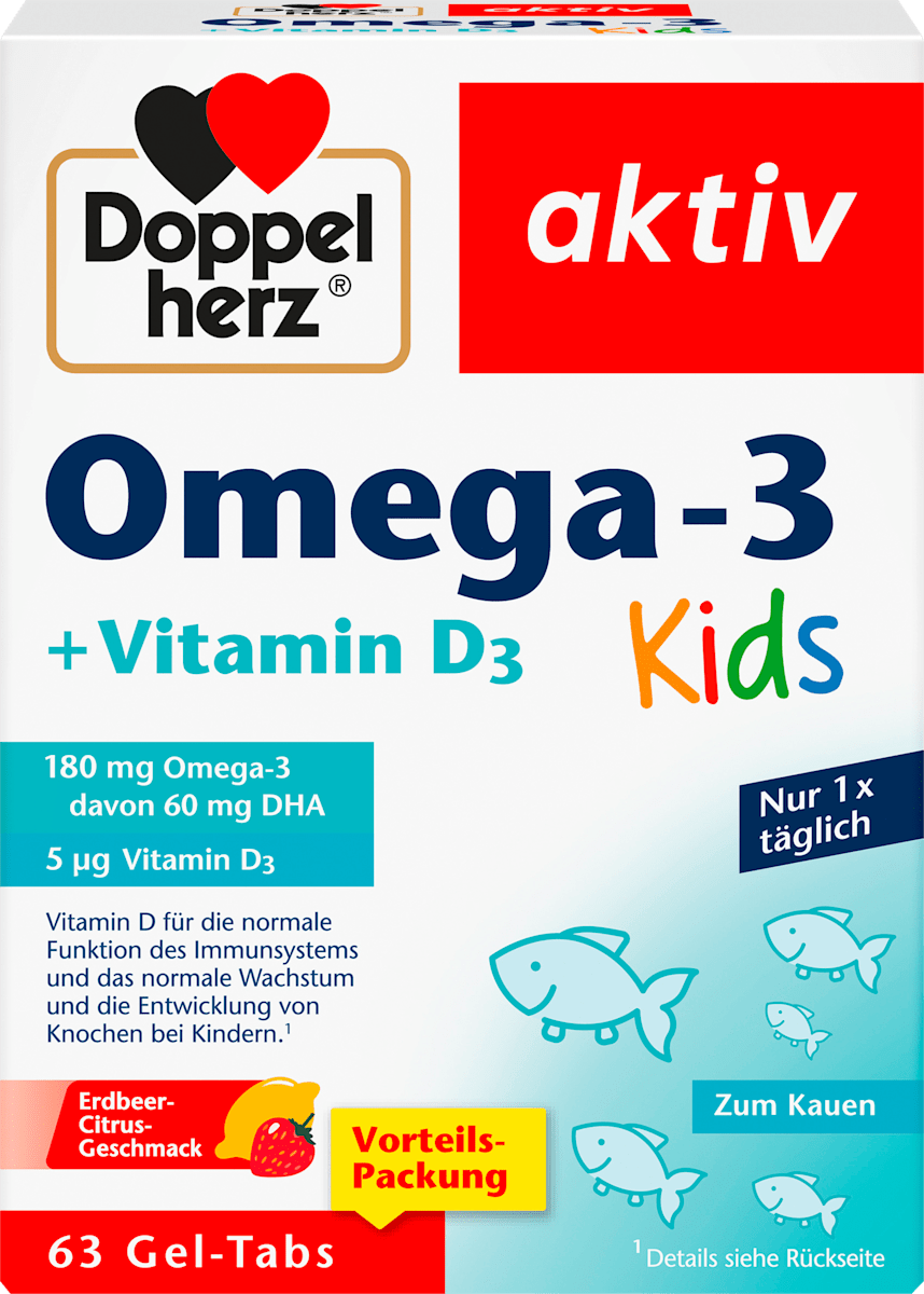 Doppelherz Omega-3 Kids Gel-Tabs 63 St, 81,9 g dauerhaft günstig online ...