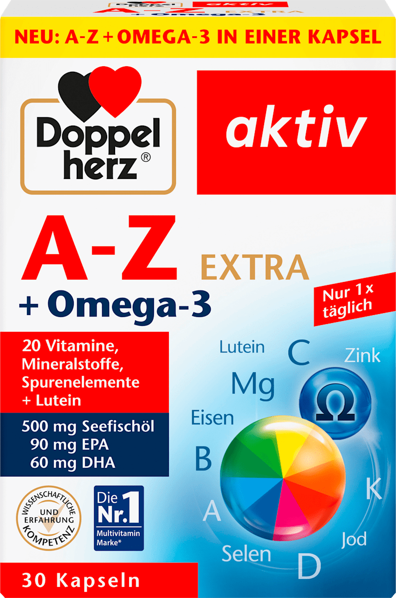 Doppelherz A-Z + Omega-3 Extra Kapseln 30 St, 45 g dauerhaft günstig online kaufen | dm.de