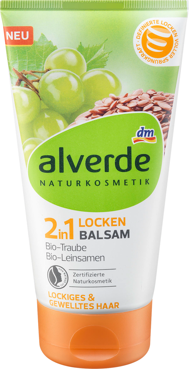 alverde NATURKOSMETIK 2in1 Balsam Locken Bio-Traube, Bio-Leinsamen, 150 ...
