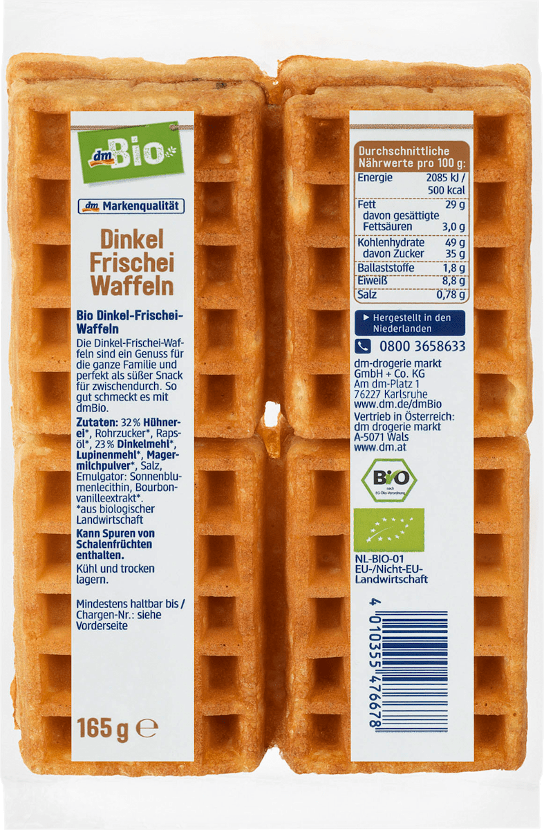 dmBio Waffeln, Dinkel Frischeiwaffeln, 165 g dauerhaft günstig online ...