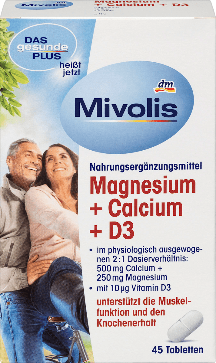 Mivolis Magnesium + Calcium + D3, Tabletten 45 St., 100 g dauerhaft ...