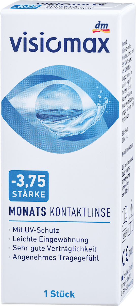 visiomax Mesečna kontaktna leča, dioptrija -3,75, 1 kos | dm.si