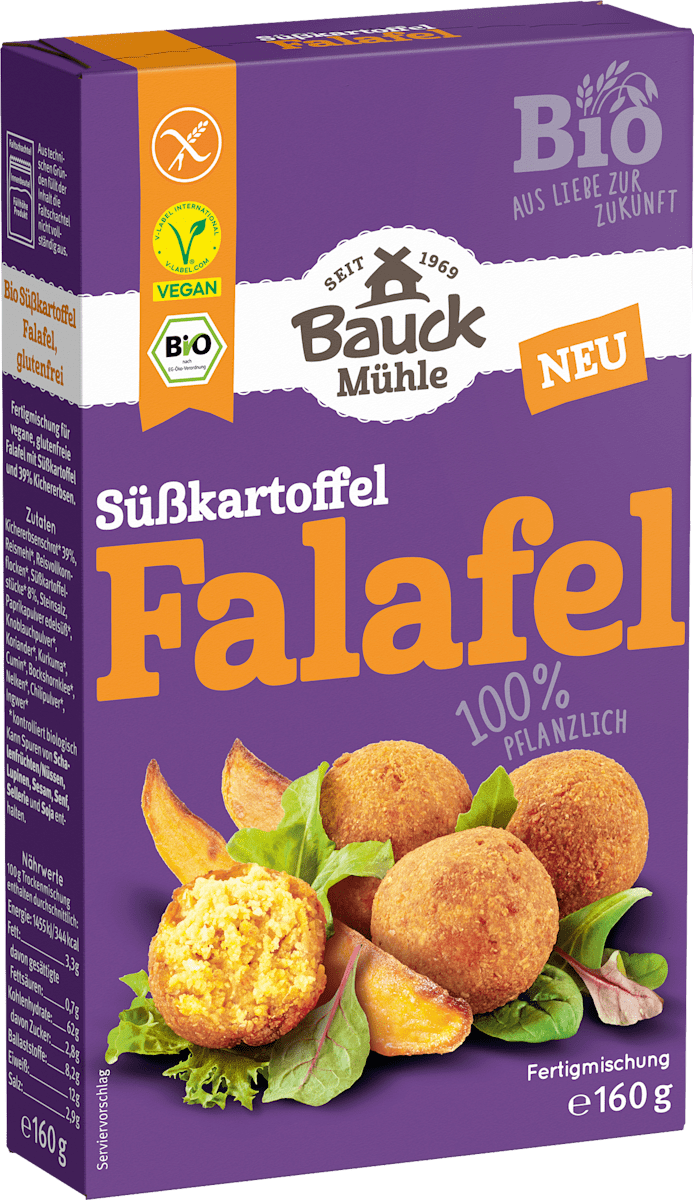 Bauck Mühle Fertigmischung Süßkartoffel Falafel, vegan, 160 g dauerhaft ...