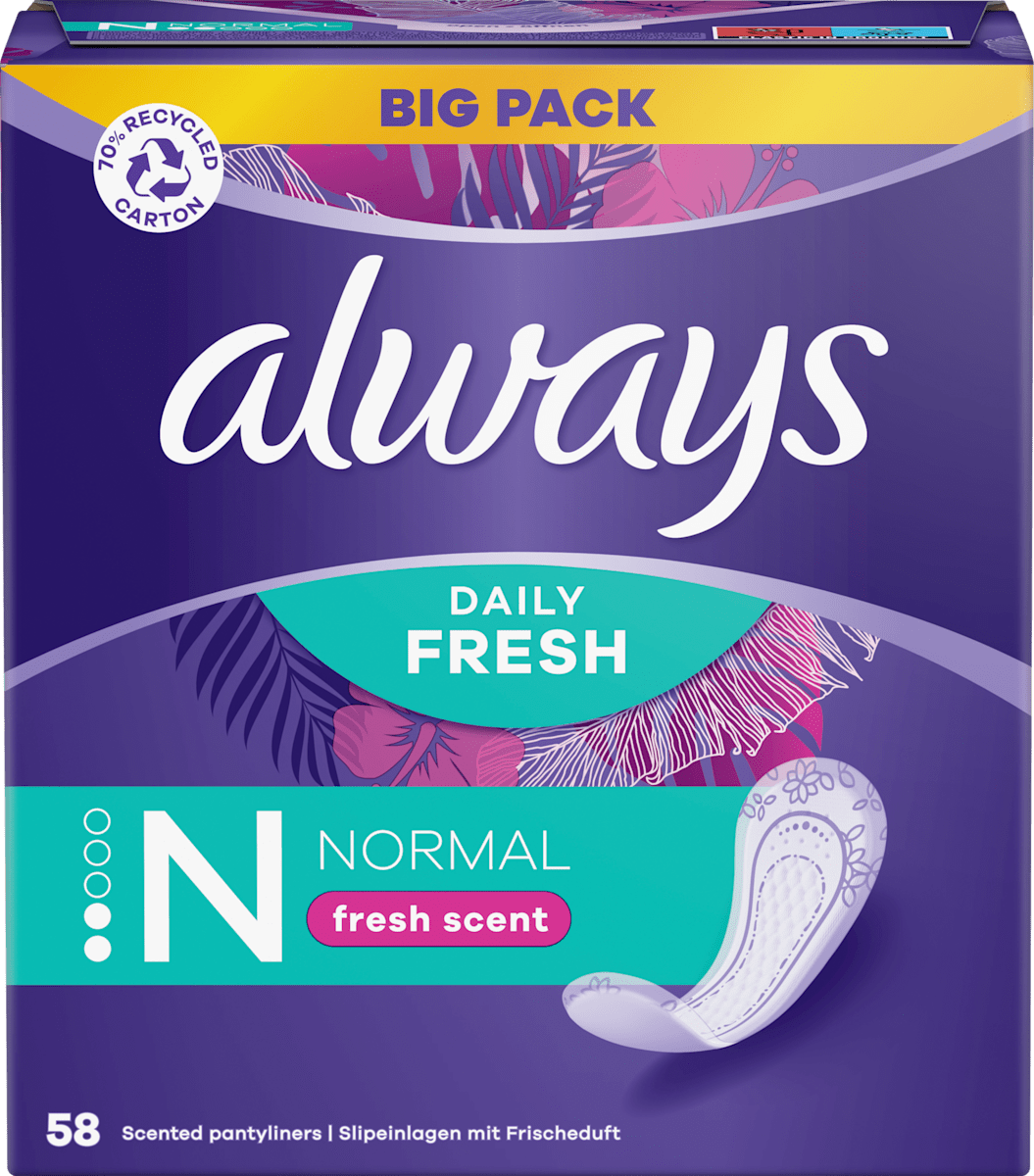 always dailies Fresh&Protect Fresh scent dnevni ulošci normal, 58 kom ...