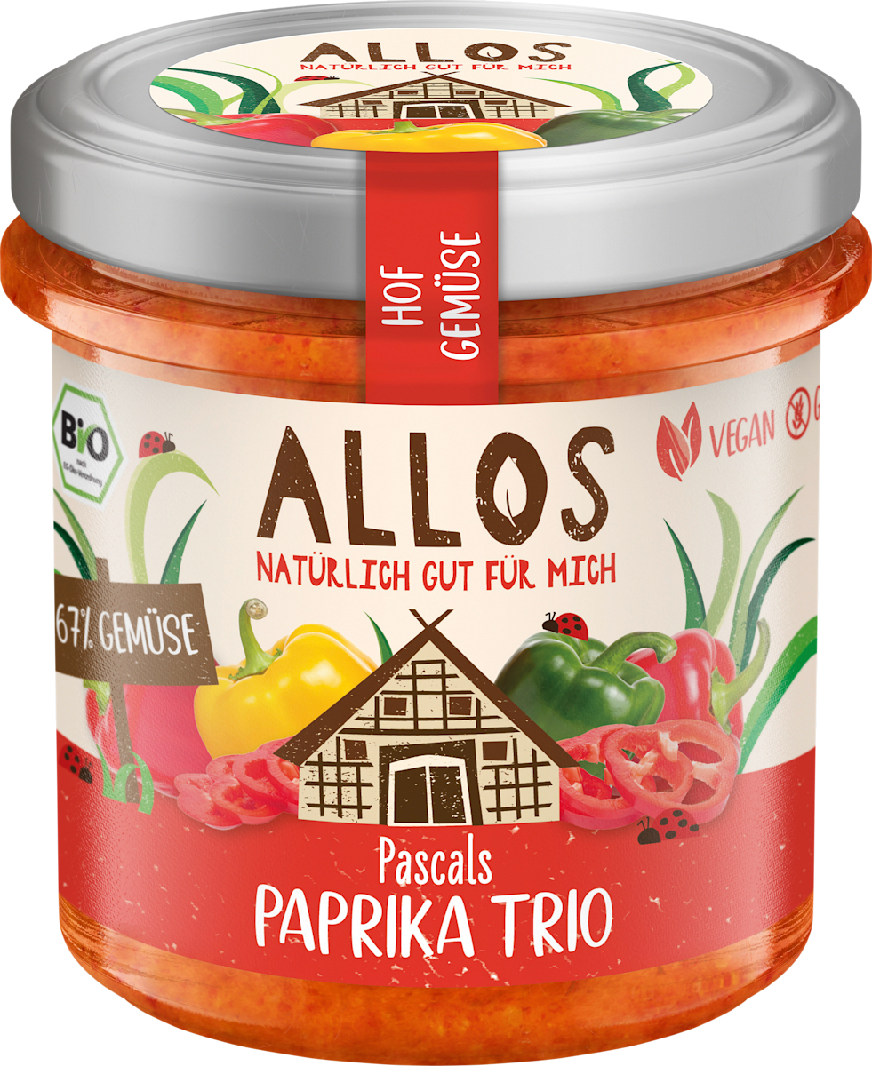 ALLOS Brotaufstrich Hof-Gemüse Pascals Paprika Trio, 135 g | dm.at