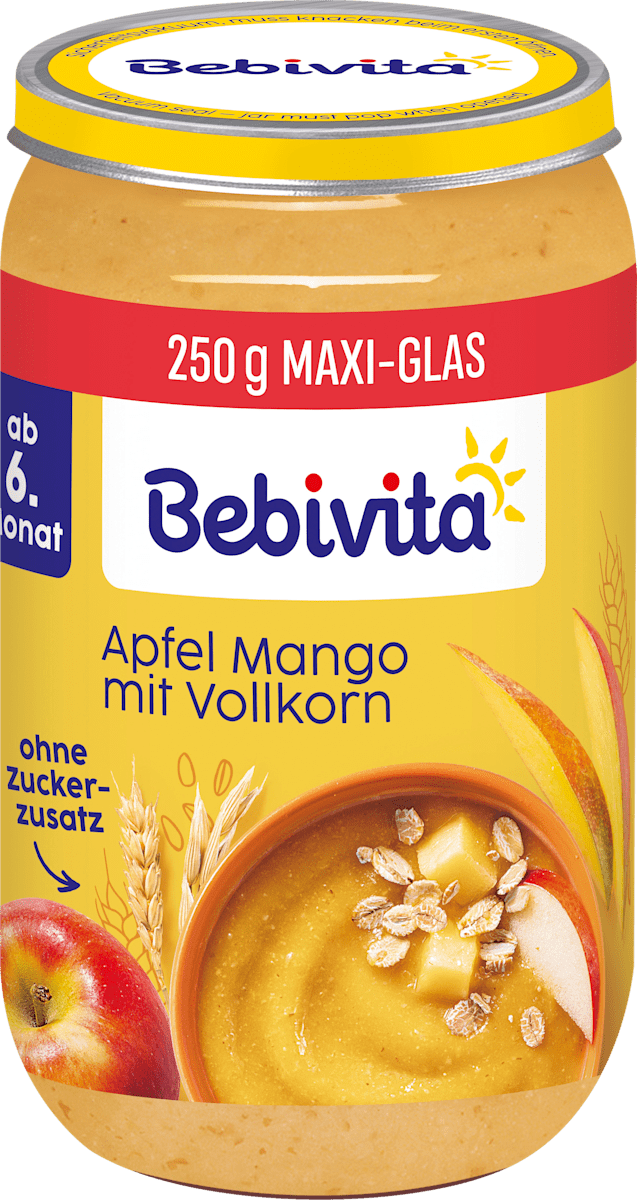 Bebivita Frucht & Getreide Apfel Mango mit Vollkorn, ab dem 6. Monat, 250 g dauerhaft günstig ...